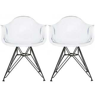 Set of 2 Clear Plastic Chairs With Arm Armchairs Dining Home Modern ...