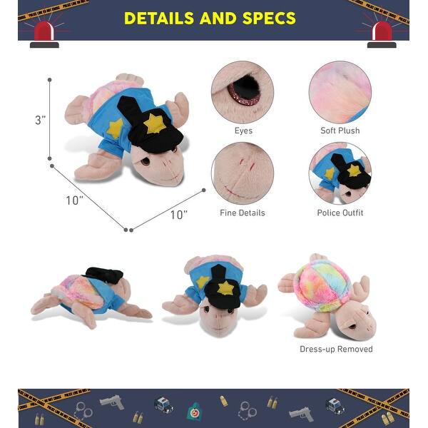 DolliBu Rainbow Pink Sea Turtle Police Officer Plush with Cop Uniform ...