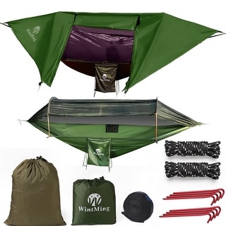 Camping Hammock with Mosquito Net and Rain Fly Cover, Portable Nylon ...