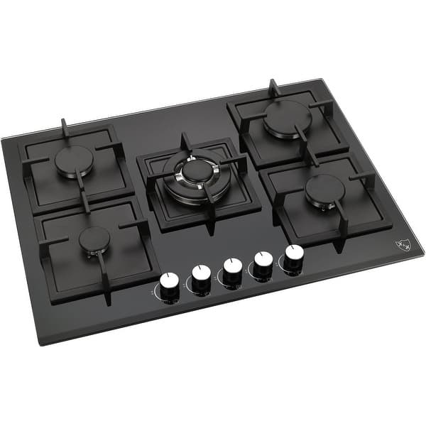 K&H 5 Burner 30 Inch Built-in LPG/Propane Gas Stove Top Glass Surface ...