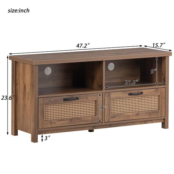 Modern Rattan TV Cabinet TV Stand for TV of 55 inches - Bed Bath ...
