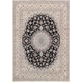 Pasargad Home Nain Collection Hand-Knotted Navy/Ivory Wool Area Rug - 9 ...