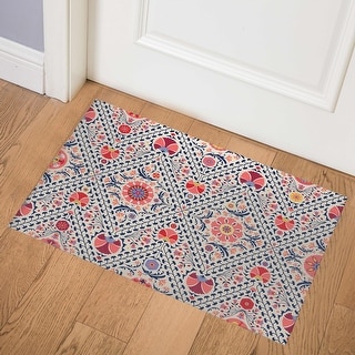 SUZANI IN TILES PINK & NAVY Doormat By Kavka Designs - Bed Bath ...
