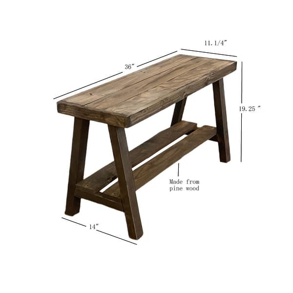 Rustic Olive Pine Wood Entryway Bench with Slatted Shelf - Bed Bath ...