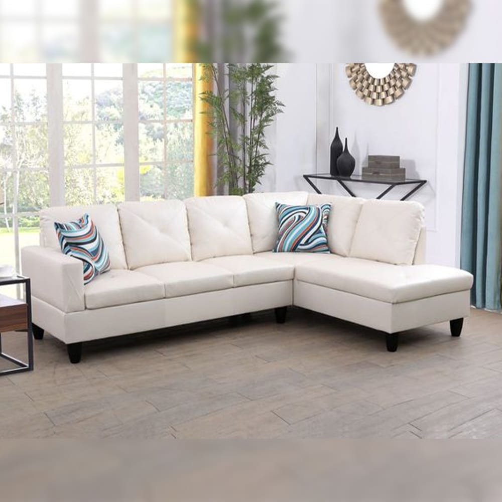 White sectional faux leather store