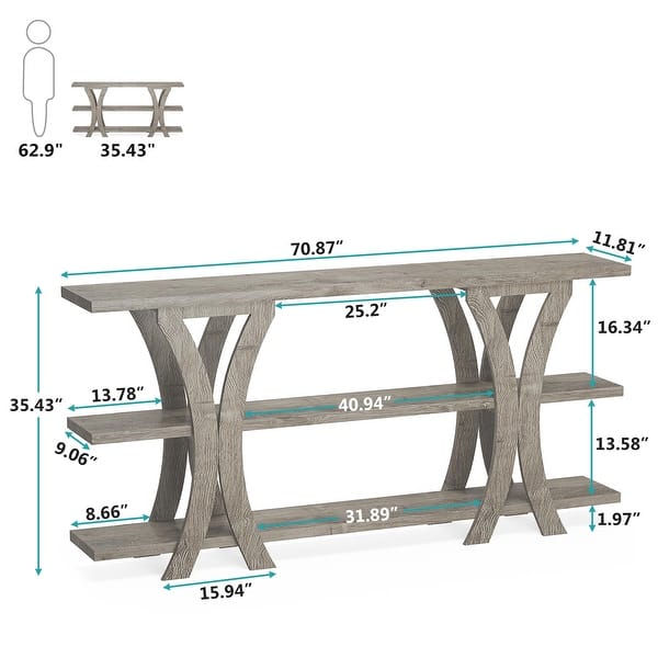 Console Table with Storage Shelf, 70.8 Inch Long Sofa Table Entry Table ...