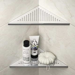 Corner Shower Shelf 10"Polished 304 Stainless Steel Recessed Corner ...