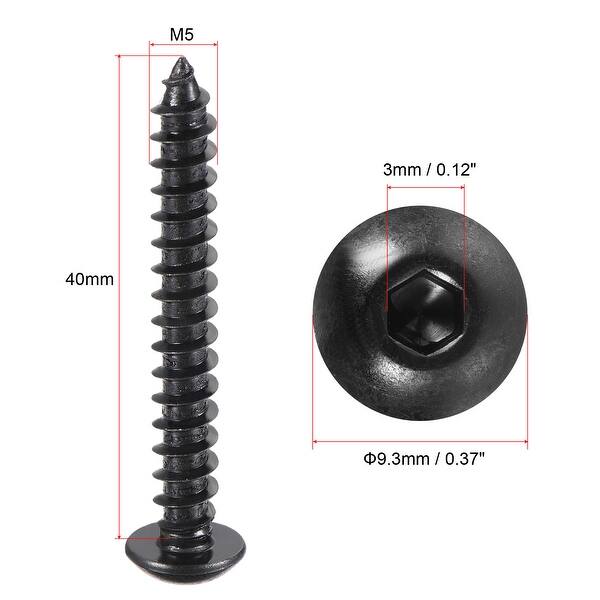 Hex Socket Self Tapping Screws, M5 x 16mm Carbon Steel Wood Screw ...