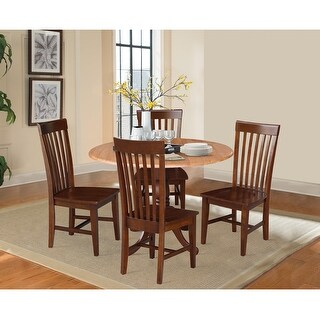 42 in. Drop Leaf Table with 4 Slat Back Dining Chairs - 5 Piece Set ...