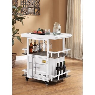 Rectangular Serving Cart with 3 Open Compartments and Metal Frame - Bed ...