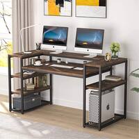 Tribesigns 63'' Computer Desk with Storage Shelves and Monitor Shelf ...