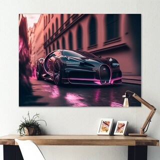 Designart 'Visionary Bugatti Design In Black And Magenta II' Exotic Car ...
