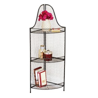 Farmhouse Black Mesh Wire Three Tier Corner Shelf - 25.500 x 13.380 x 5 ...