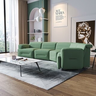 Momei Green Flannel 4-Piece Living Room Recliner Sofa Set - Bed Bath ...