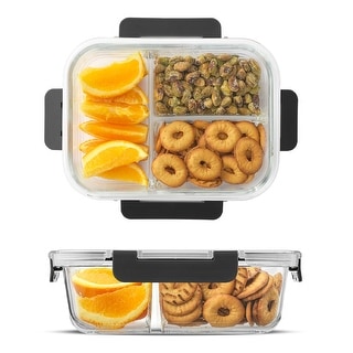 JoyJolt 3-Sectional Glass Food Storage Containers with Airtight Lids ...