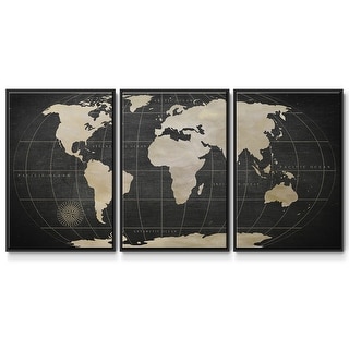Vintage World Map - Multi Piece Framed Canvas - Bed Bath & Beyond ...