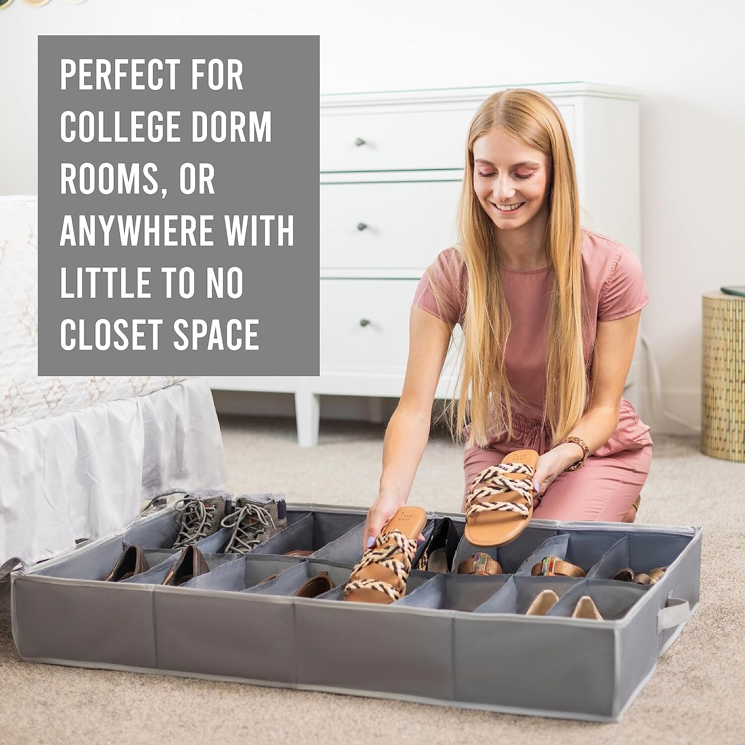 HOLDN STORAGE Under Bed Shoe Organizer Set of 2 Tear Resistant 600D Material Holds Up to 32 Pairs of Shoes On Sale Bed Bath Beyond 40159016