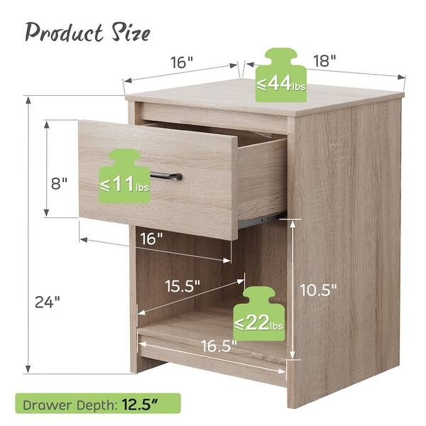Multipurpose Sofa Side Table Wooden End Table Nightstand with Drawer ...