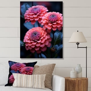 Designart "Zinnias Neon Pink Garden" Zinnias Wall Art - Bed Bath ...