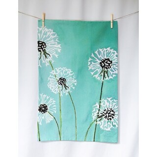 Handmade Dandelions on Aqua Tea Towel (United Kingdom) - Bed Bath ...