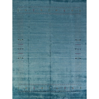 Blue Gabbeh Indian Area Rug Handmade Wool Carpet - 8'2" x 9'11" - Bed ...