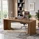 78 Inch Extra Long Solid Wood Computer Desk, Rustic Brown Double Desk ...