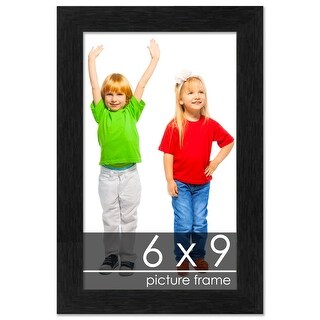 6x9 Traditional Black Complete Wood Picture Frame with UV Acrylic, Foam ...