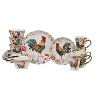 Certified International Floral Rooster 16 Piece Dinnerware Set, Service ...