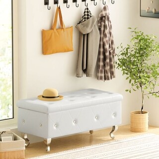 Fabric Entryway Bench Beige/ Grey Upholstered Storage Bench with X ...