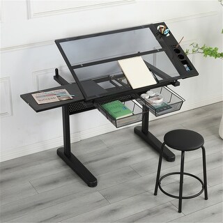 Hand Crank Adjustable Drafting Table with 2 Metal Drawers - Bed Bath ...