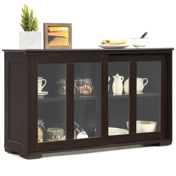 Costway Kitchen Storage Cabinet Sideboard Buffet Cupboard w/ Sliding ...