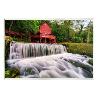 Stupell Red Bridge Overlooking Waterfall Wall Plaque Art by Rick Berk ...
