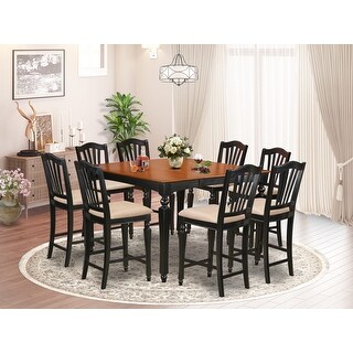 East West Furniture 9 Piece Kitchen Counter Set- a Square Dining Table ...