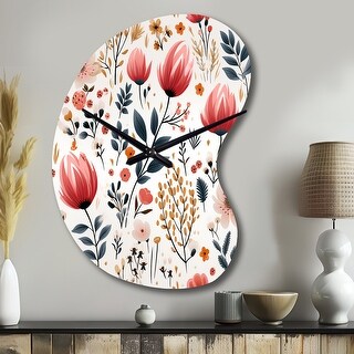 Rustic Pink Garden Charm Floral Pattern - Floral Wall Clocks in ...