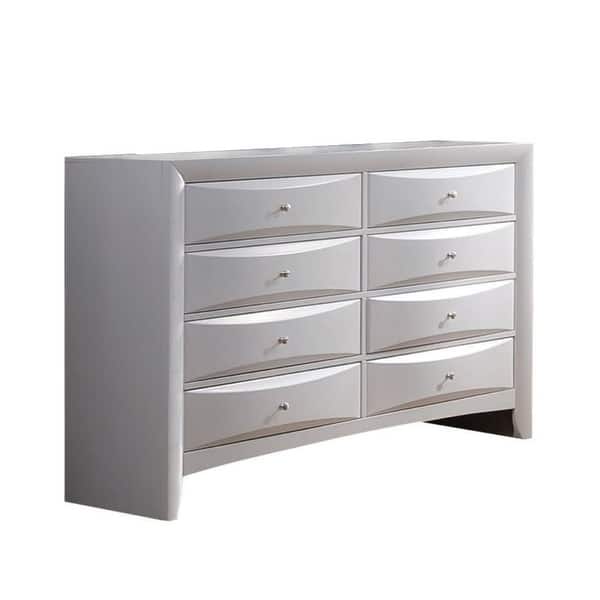 Eight Drawers Wooden Dresser with Bevel Drawer Fronts, White - Bed Bath ...