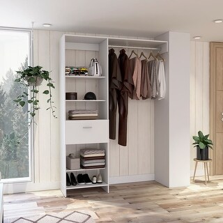 1-Drawer 4-Shelf Closet System with Open Shelf for Bedroom - Bed Bath ...