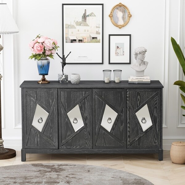4 Door Cabinet with Mirrored Decorative Doors Sideboard Buffet Table On Sale Bed Bath Beyond 40147209