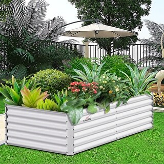 8X4X1.5 ft Rectangular Raised Garden Bed for Vegetables and Flowers ...