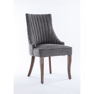 2 Pcs Linen Fabric Upholstered Strip Back Dining Chair - Bed Bath ...