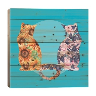 Flower Cats Sunflowers And Roses Print On Wood by Flo Art Studio ...