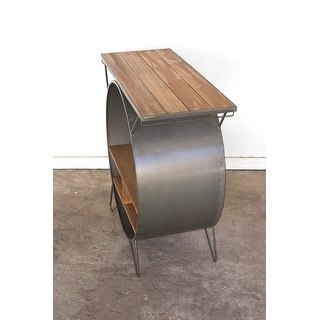 Round Metal Cubby Console With Slatted Wood Top- 33.5 inch Tall - Bed ...