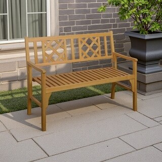 Portable Wooden Folding Garden Bench for Two, Outdoor Patio Loveseat ...