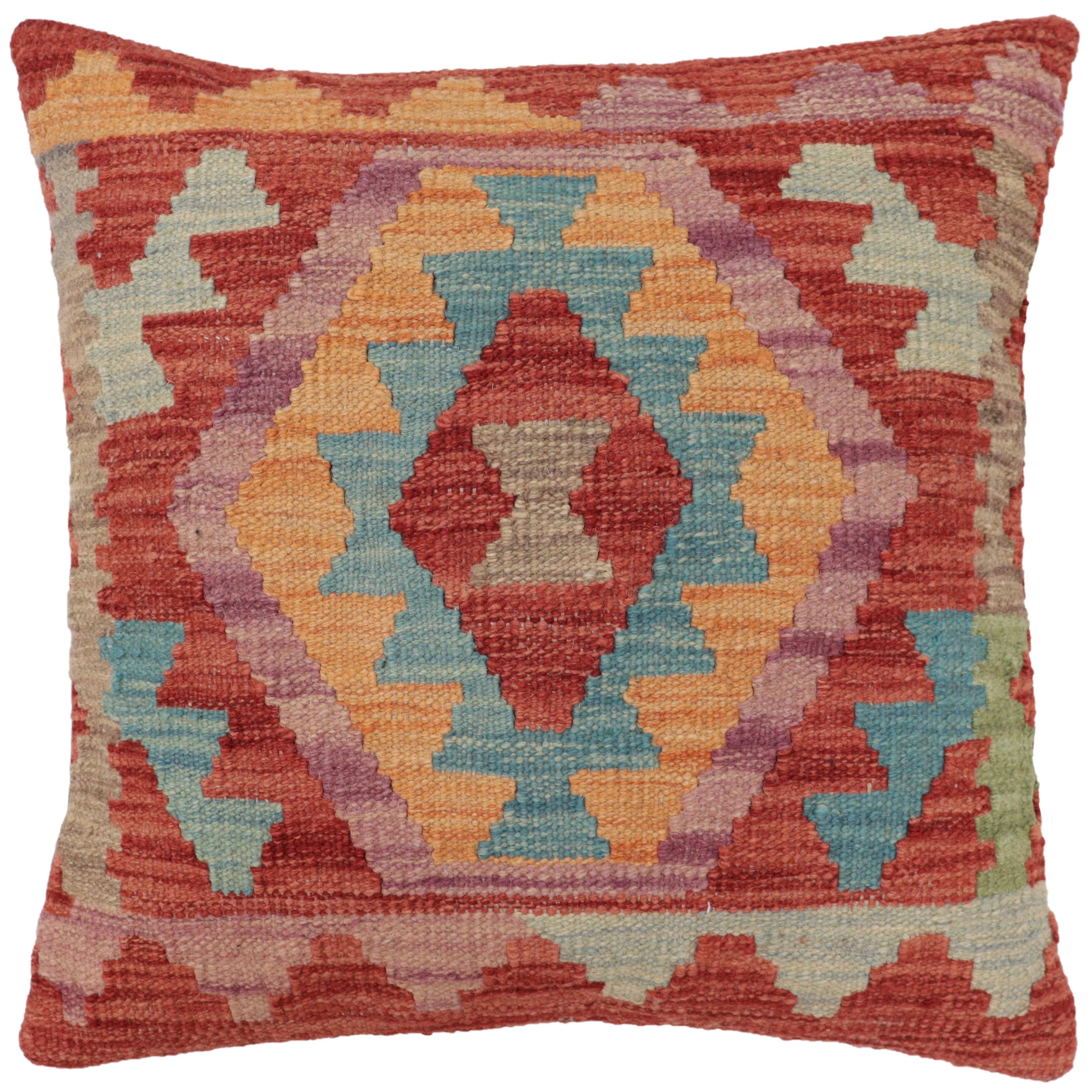 Rustic Kristine Turkish Hand-Woven Kilim Pillow - 18'' x 18'' - Bed ...