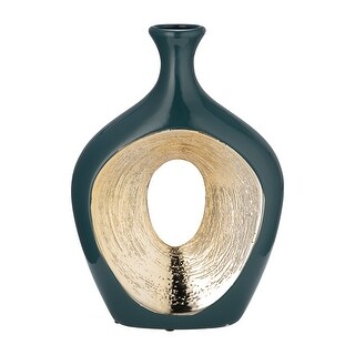 13" Ceramic Oval Vase Contemporary Glam Abstract Cut-Out Vase in Two ...