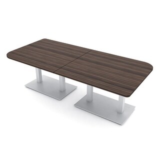 8 Person Duo Shaped Conference Table 8x4 Metal Base Electric Module ...