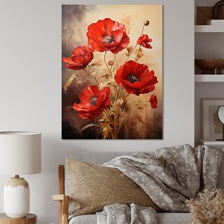 Designart "Radiant Red Poppies Pulse " Poppies Wall Art - Bed Bath ...