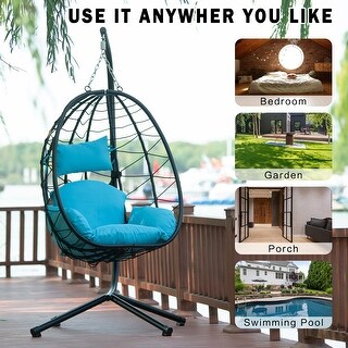 Egg Swing Chair Outdoor Light Blue Hanging Chair Balcony Hammock Chair ...