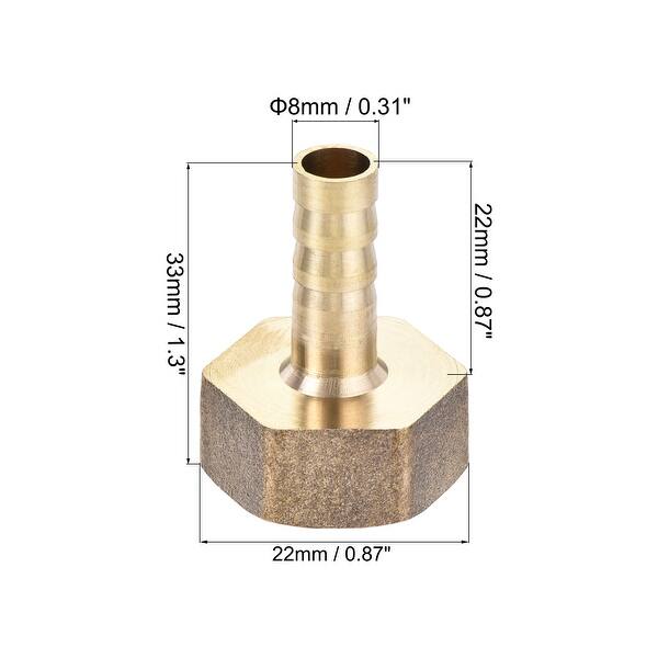 Barb Hose Fitting Connector Adapter Barbed Female Pipe 2Set - Golden ...