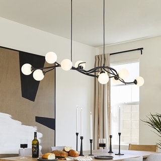 Visual Dark Frosted Glass Globe Branch Island Chandelier 52.8in - Bed ...