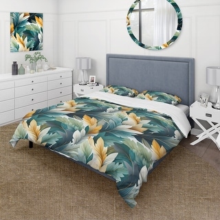 Designart "Jungle Tropical Plams Composition" Green Floral bedding ...